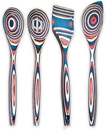 Amazon.com: Island Bamboo Americana Pakkawood 12" Wooden Spoon Set of 4 ...