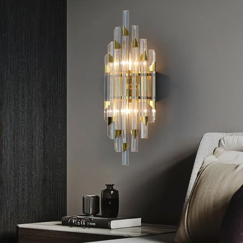 CITRA Led Glass Crystal Brass Gold Metal Wall Light - Warm White ...