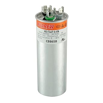 HUAREW 40/5 uF 40+5 MFD ±6% 370V/440V CBB65B AC Capacitor Dual Run Round Capacitor Replacement ...