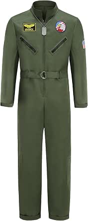 Amazon.com: yolsun Men Flight Suit Costume Fighter Pilot Jumpsuit ...