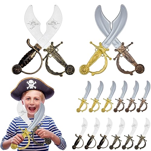 Liliful 12 Pcs Pirate Sword Prop Fake Cosplay Pirate Dagger Plastic ...