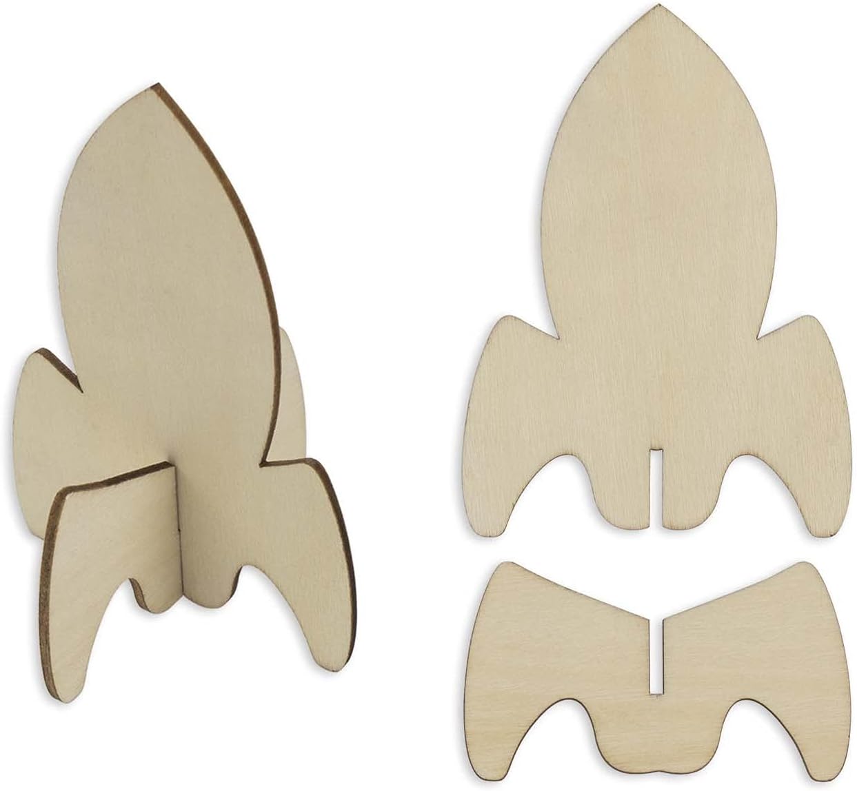 Amazon.com: 12 Sets Rocket 3D Wood Tabletop Cutouts Unfinished Wooden ...