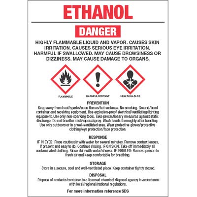 Ethyl Alcohol Ethanol 2 x 3 GHS Label Pack of 25 tillescenter Hazardous ...