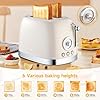 Amazon.com: Wiltal Beige Cute Retro Toaster 2 Slice with 1.58" Wide ...