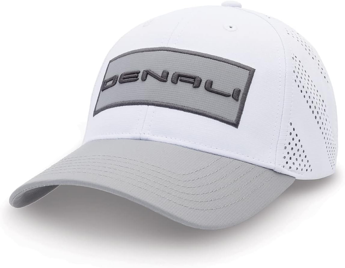GMC Denali Hat - Perforated White Nylon Structured Cap with Gray Visor ...