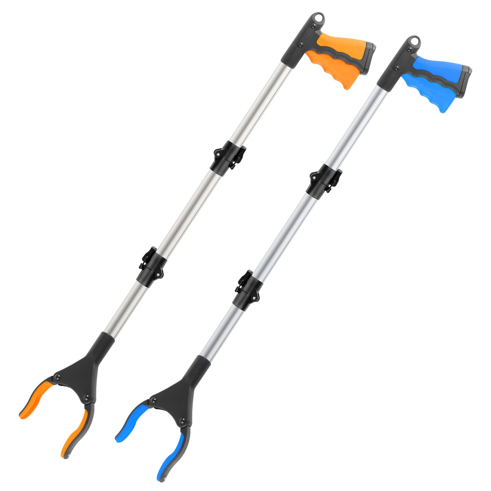 2 PCS Litter Pickers Kit 110cm/43" Reacher Blue Grabber Stick & Orange ...