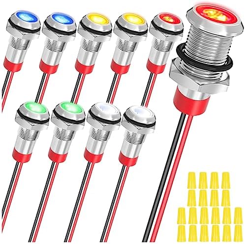 MKBKLLJY 10Pcs 8mm AC/DC12-24V LED Metal Indicator Light Waterproof ...