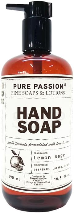 Amazon.com: PURE PASSION Hand Soap Bottle, 490 ml, Lemon Sage : Beauty ...