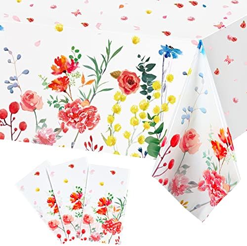 Amazon.com: AnyDesign Floral Tablecloth 60 x 104 Inch Watercolor Flower ...