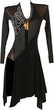 Amazon.com: Black Professional Latin Dance Competition Costume Practice ...