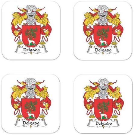 Amazon.com: Delgado Family Crest Square Coasters Coat of Arms Coasters ...