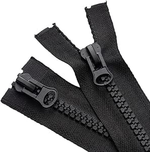 2PCS #8 46 Inch Two Way Separating Zippers(Open-end Zipper) for Sewing Coats Jacket Zipper,Black ...