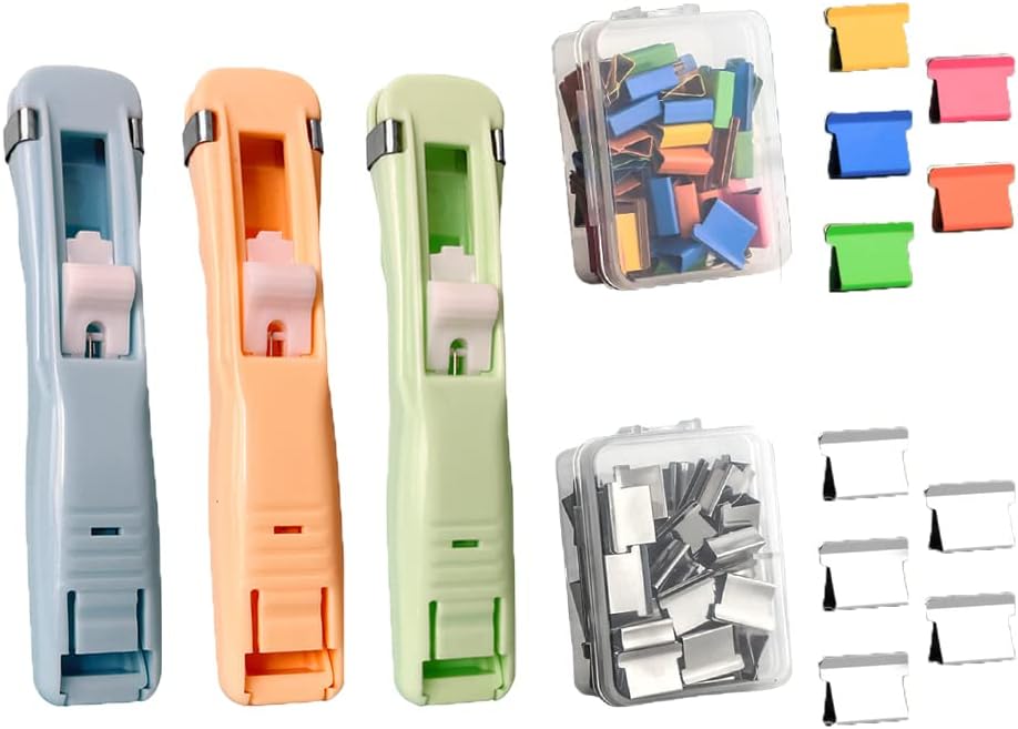 Amazon.com : Reusable Push Clip Stapler, 3 Pcs Clam Clip Dispensers ...