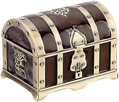 Amazon.com: Vintage Metal Jewelry Chest Treasure Trinket Box, Gem ...