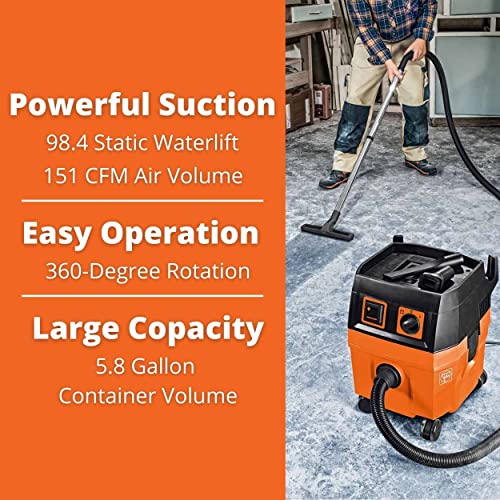 Fein Turbo I Wet/Dry Dust Extractor - 5.8-Gallon Capacity, 151 CFM ...