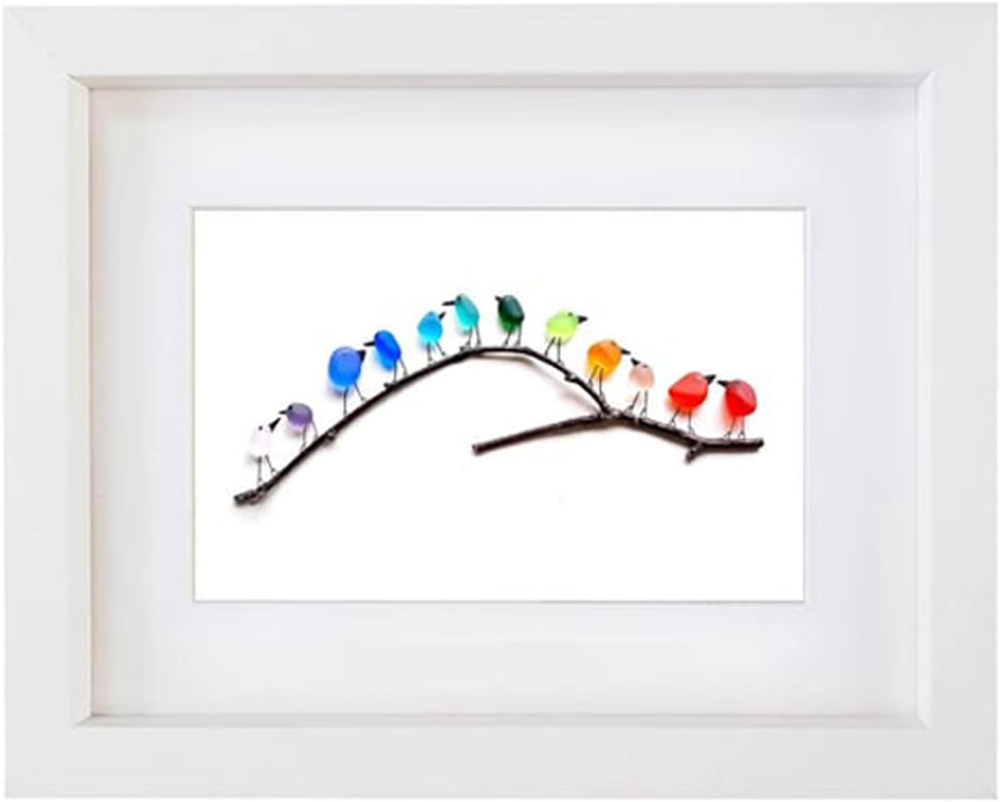 Amazon.com: Sea Glass Rainbow Birds - Rainbow Birds on Branch, Framed ...