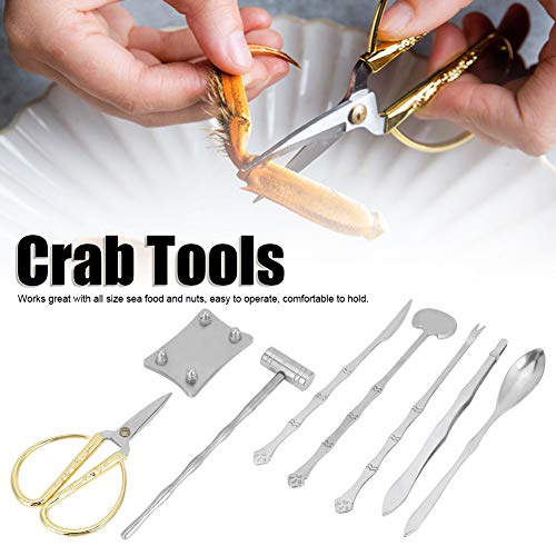 Crab Tools, Seafood Tool Set, 8PCS Stainless Steel Crab Crackers Forks ...