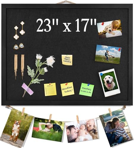 Amazon.com : Black Bulletin Board Large Cork Board with Felt, 23"x17 ...
