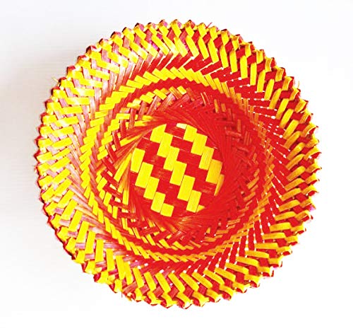 Pack of 5 - Handmade Bamboo Round Basket/Tokri - Designer Edge (Multi ...