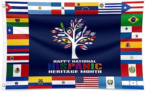 Amazon.com : Arosche National Hispanic Heritage Month Flag 3x5 Ft ...