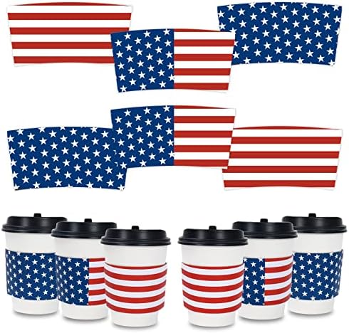 Amazon.com: Whaline 36Pcs Patriotic 4th of July Coffee Tea Cup Sleeves ...