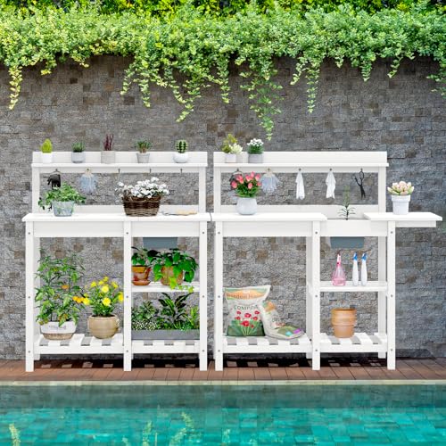 Amazon.com: SERWALL Potting Table Set of 2 for Outside All Weather Use ...