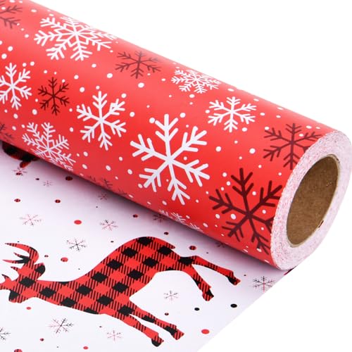 Sikiweiter Christmas Wrapping Paper Rolls- Red Christmas Wrapping Paper ...
