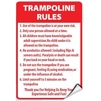 Trampoline Rules Activity Sign Park Signs Park Rules Signs Label Decal ...