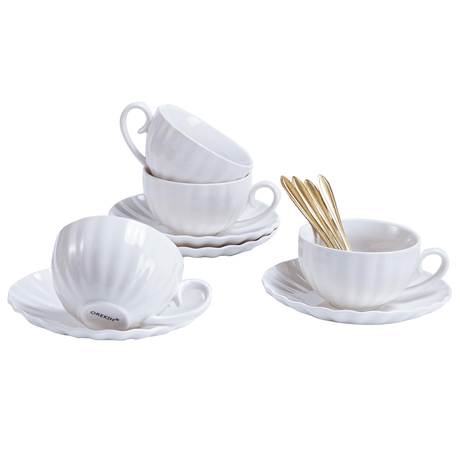 Amazon.com | Orekih Tea Cups, Tea Cups and Saucers, Cappuccino Cups Set ...