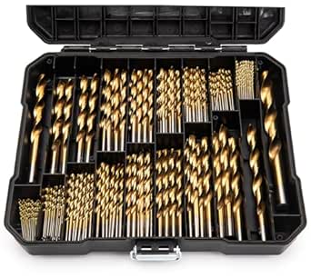 230 Pcs Titanium Twist Drill Bit Set for Metal and Wood, 135°Tip High ...