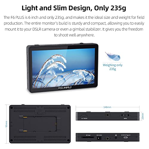 FEELWORLD F6 PLUS V2 6-inch On-Camera Field Monitor HDMI IPS 1920×1080 ...