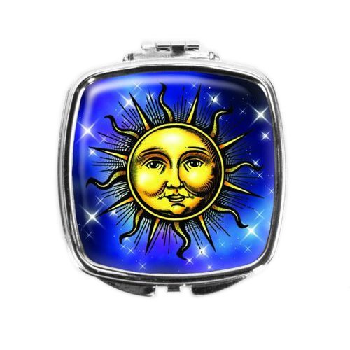 Amazon.com : Celestial Stars Sun Face Stainless Steel Compact Pocket ...