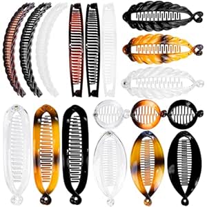 Amazon.com : 18 Pieces Banana Hair Clips Classic Clincher Combs Ponytail Hair Comb Fishtail Hair ...