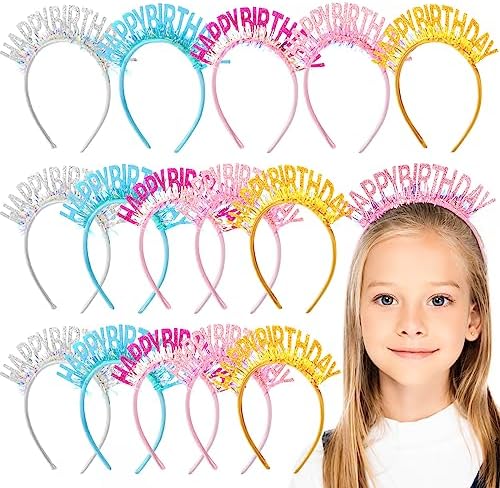 Amazon.com: Tigeen 15 Pcs Happy Birthday Headband Birthday Crowns for ...