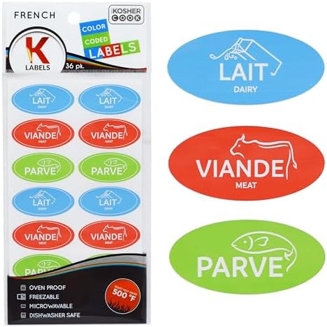 Amazon.com: The Kosher Cook Assorted French Labels' 12 Blue Dairy, 12 ...