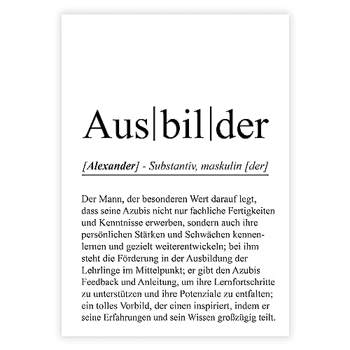 Personalisiertes Definitionsposter „AUSBILDER“ Geburtstag, Bedanken ...