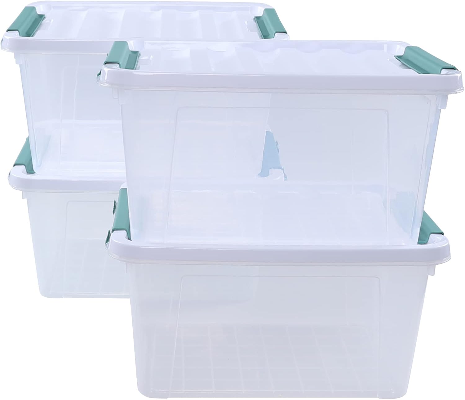 Saedy 4 Pack 20 L Plastic Latching Box, Storage Box with Lid, Clear ...
