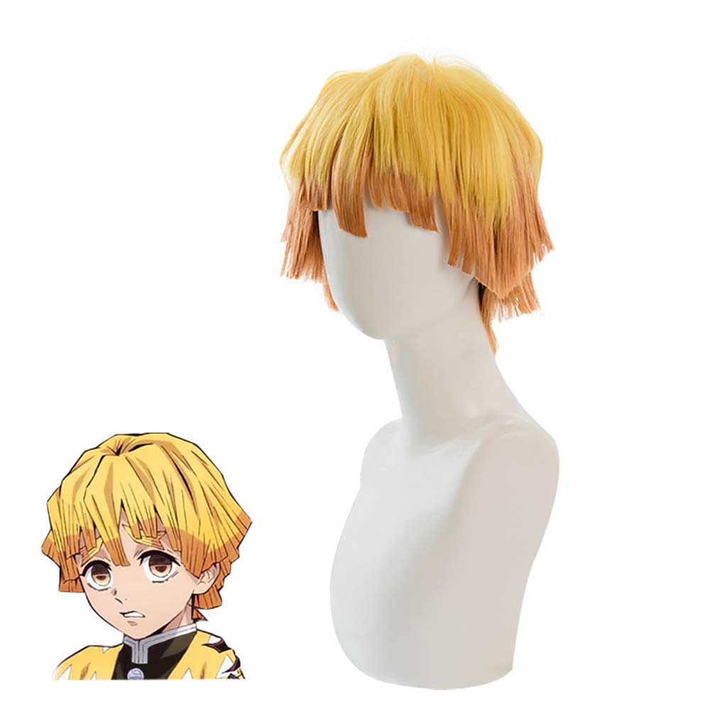 Amazon.com: AICWDIVA Anime Cosplay Wig Short Straight Yellow Gradientto ...