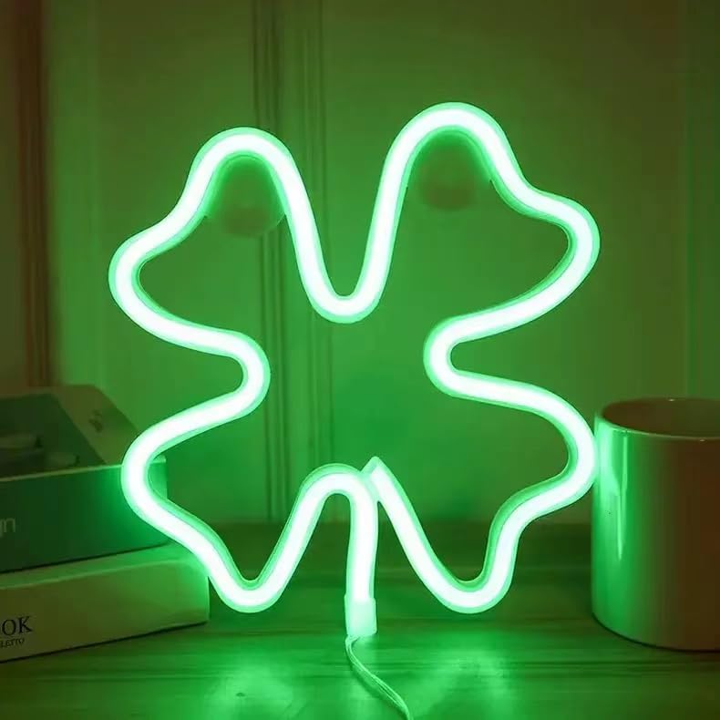 Amazon.com : Four-leaf Clover Neon Signs Clover Shaped St. Patrick's ...