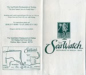 Amazon.com: The Sea Watch Restaurant Menu Wailea Golf Club Drive in ...
