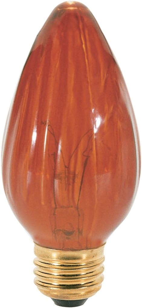 Satco S2770 120V Medium Base 40-Watt F15 Light Bulb, Amber ...