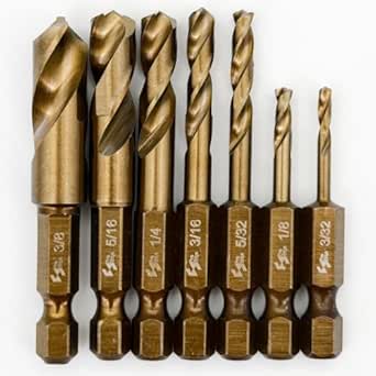 Pro Edge Technology 1/16"-3/8" 7pcs Cobalt Stubby Drill Bit Set for ...
