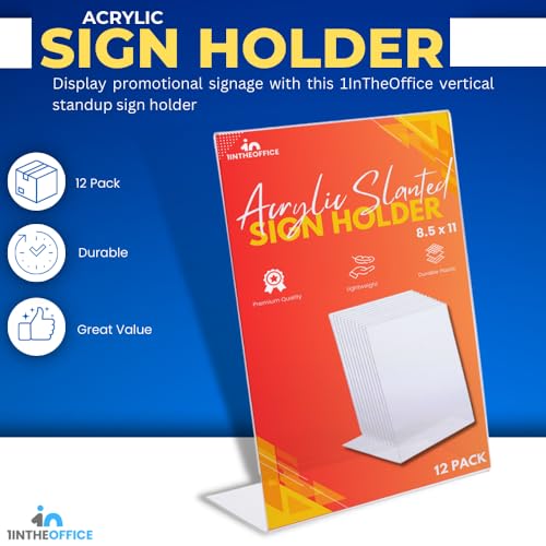 Snapklik.com : 1InTheOffice Acrylic Slanted Sign Holder 8.5 X 11 Inches ...