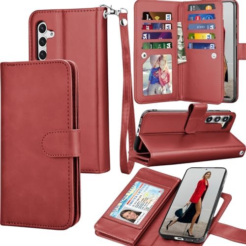 Amazon.com: Galaxy S24 Case, Galaxy S24 Wallet Case, Tekcoo PU Leather ID Cash Credit Card Slots ...