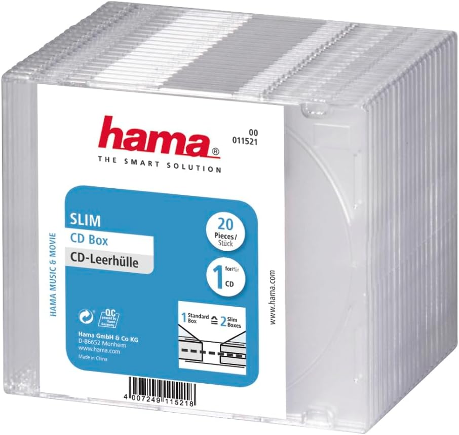Hama Slim CD Cases | Pack of 20 | Transparent : Amazon.co.uk: Computers ...