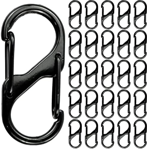 25 PCS S Carabiner Keyring Clip, Dual Spring Keychain Clip with 2 ...
