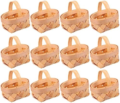 Amazon.com: MAGICLULU 12Pcs Mini Woven Baskets with Handles Wooden ...