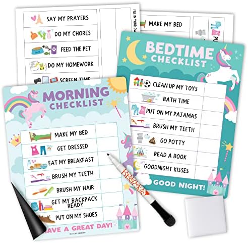 Amazon.com : 2 in 1 Bedtime/Morning Routine Chart for Kids Toddlers ...