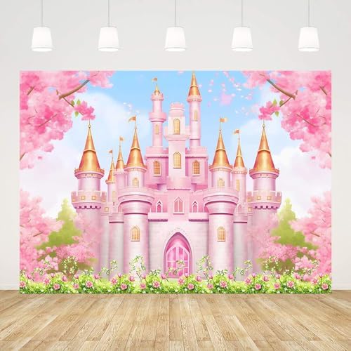 Amazon.com : Ayayiya Princess Castle Birthday Backdrop Pastel ...