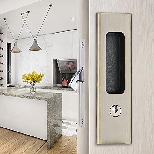 Hoconnie Pocket Door Handle with Key Sliding Door Lock Keyed Pocket ...